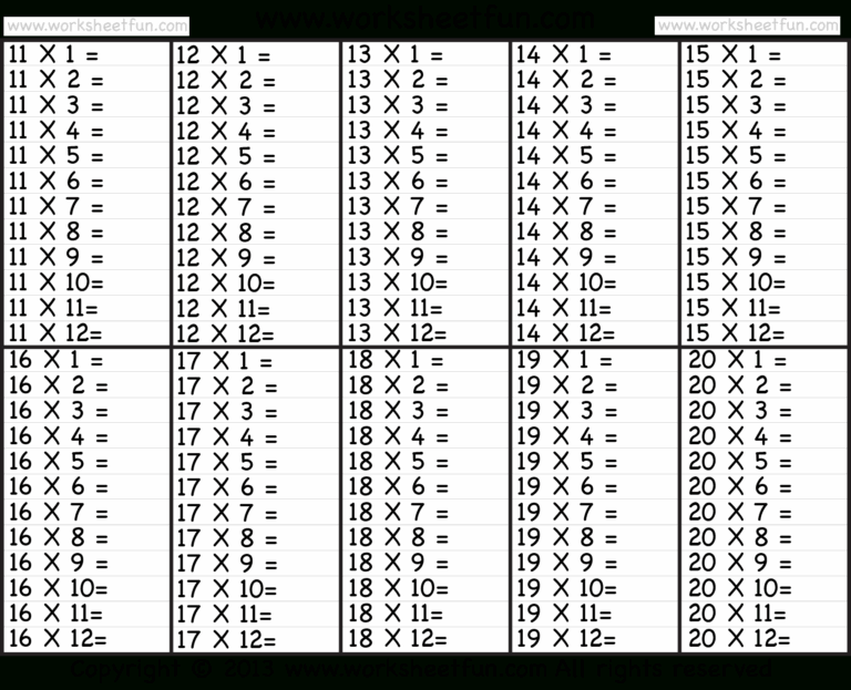 Times Tables 1 12 Printable Worksheets - easyworksheetprint.com