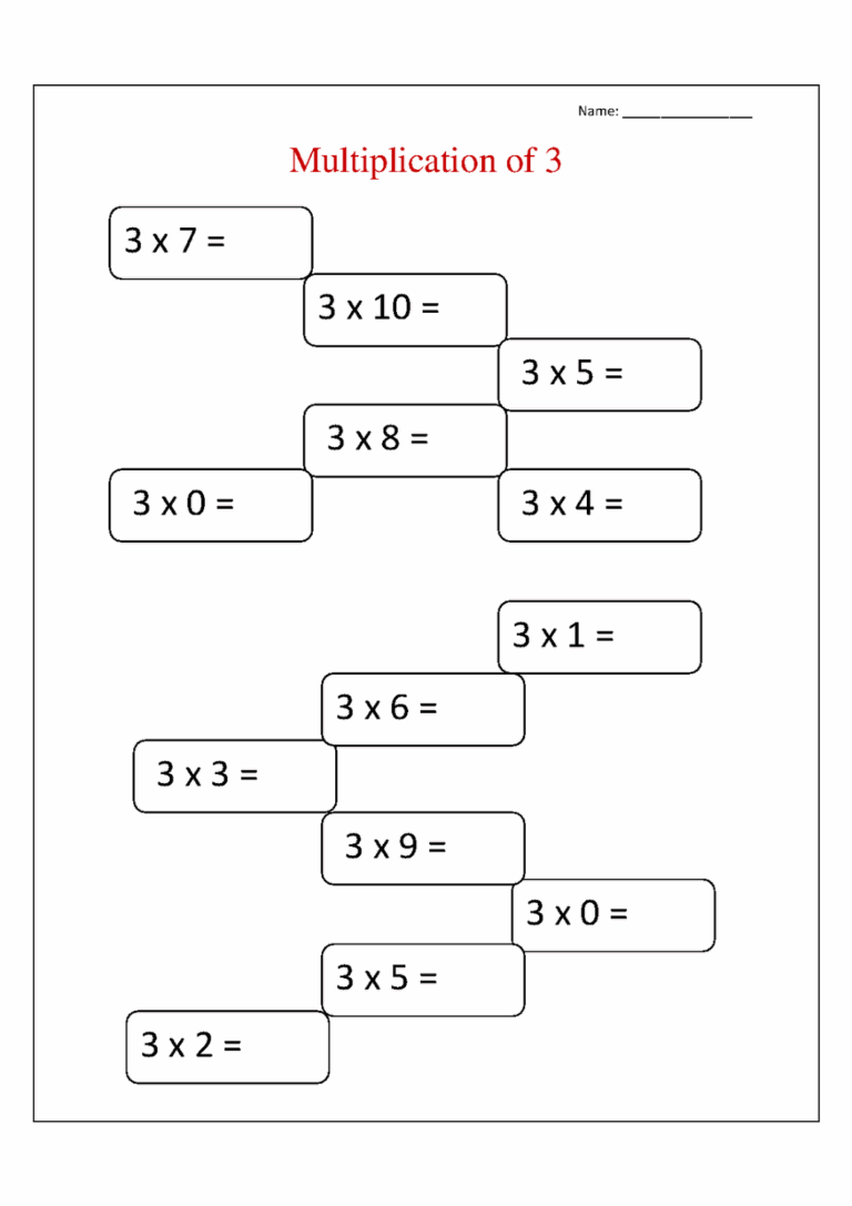 3 Times Table Worksheet Printable - easyworksheetprint.com