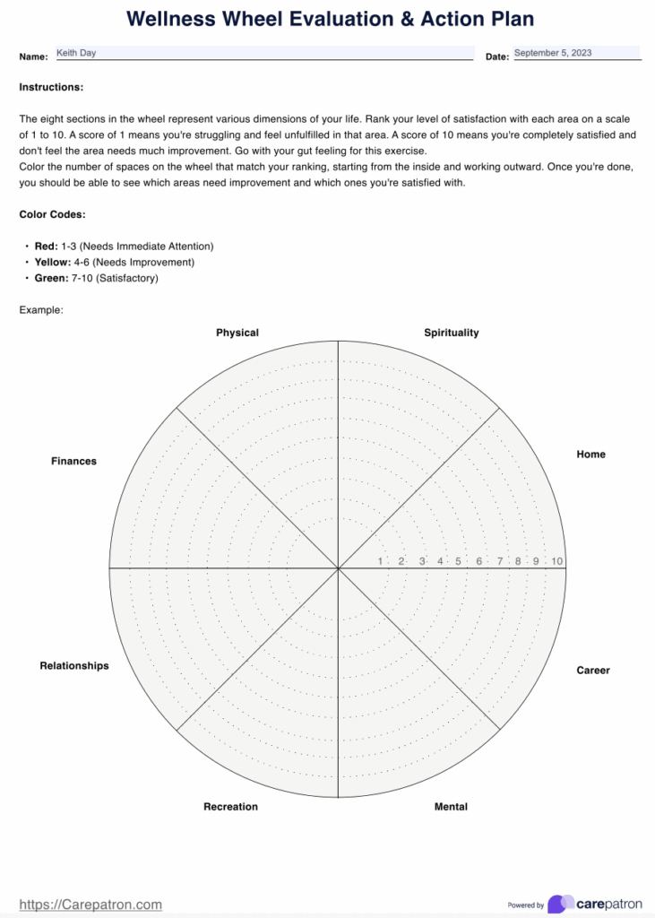 Printable Wellness Wheel Worksheet Pdf - easyworksheetprint.com