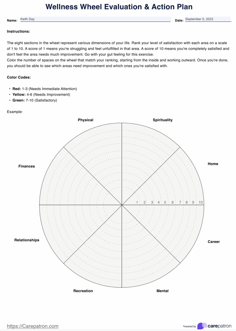 Printable Wellness Wheel Worksheet Pdf - easyworksheetprint.com