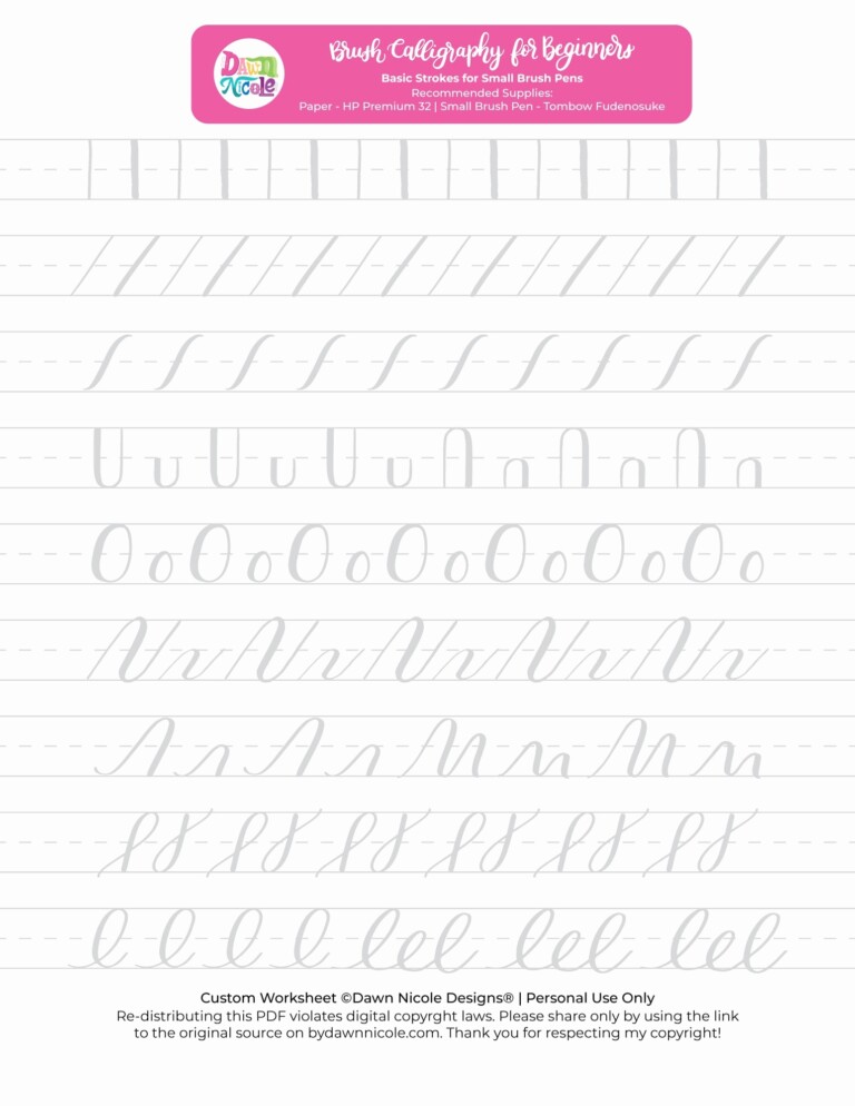 Calligraphy Printable Worksheets Free - easyworksheetprint.com