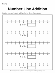 Free Printable Number Line Addition Worksheets - easyworksheetprint.com
