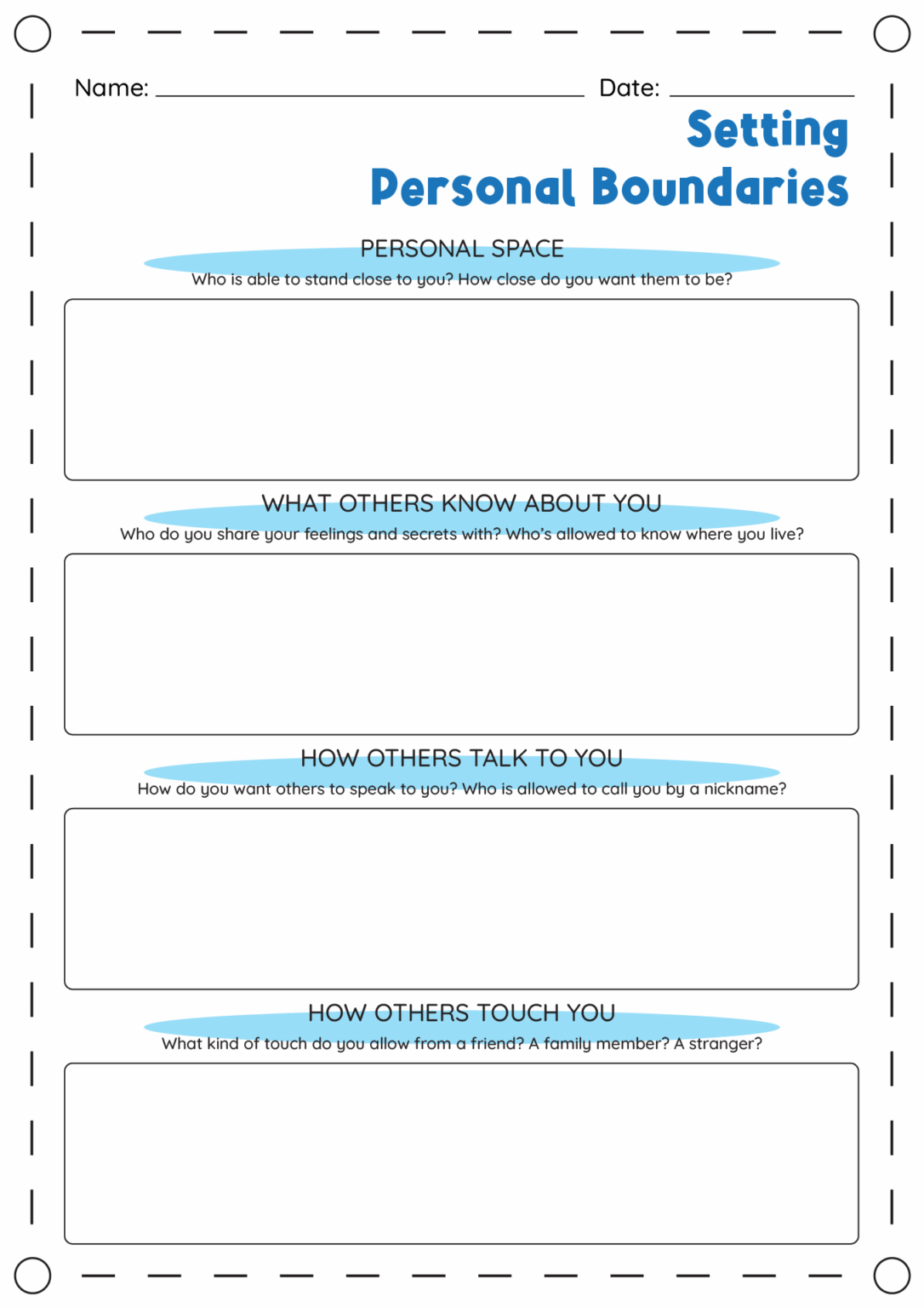 Free Printable Setting Boundaries Worksheet - easyworksheetprint.com