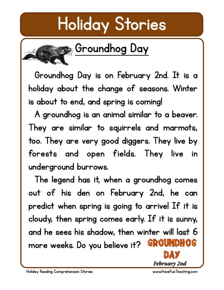 Free Printable Groundhog Day Worksheets - easyworksheetprint.com