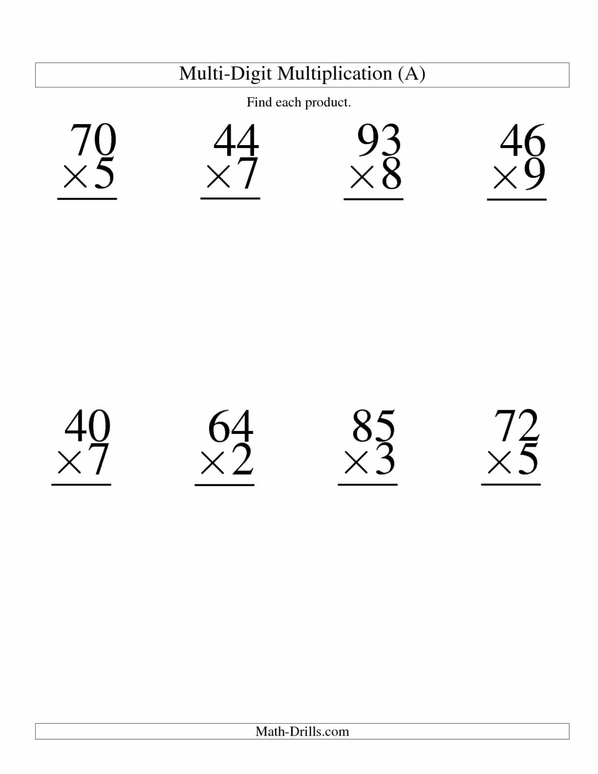 Double Digit Multiplication Printable Worksheets - easyworksheetprint.com