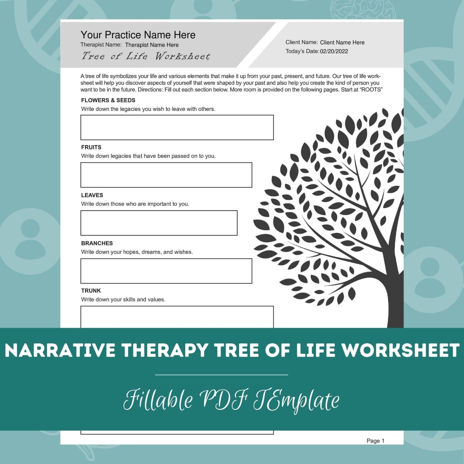 Printable Tree Of Life Narrative Therapy Worksheet - easyworksheetprint.com