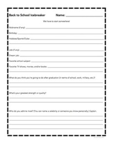 Printable Icebreaker Worksheets Pdf - easyworksheetprint.com