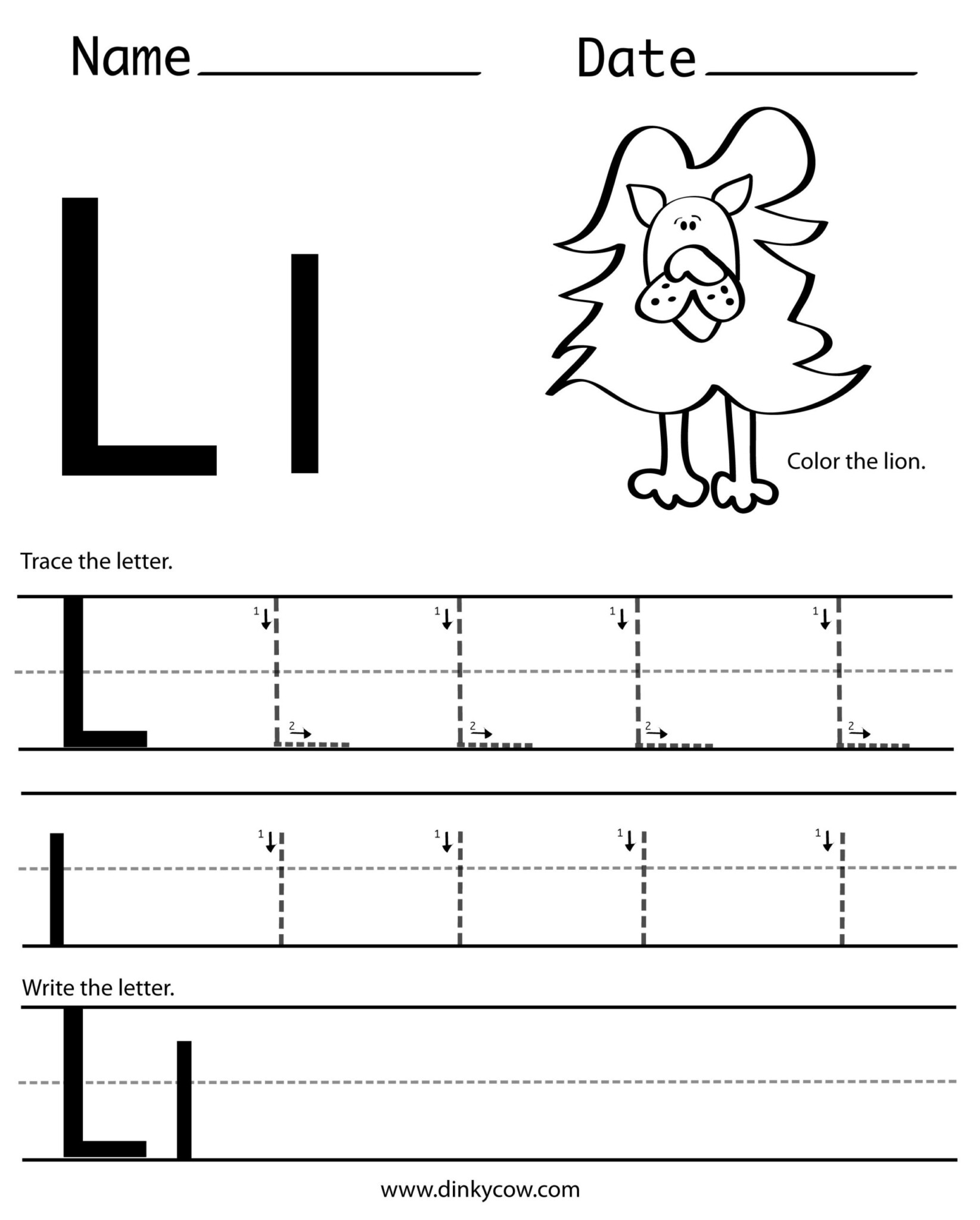Letter L Printable Worksheets - easyworksheetprint.com
