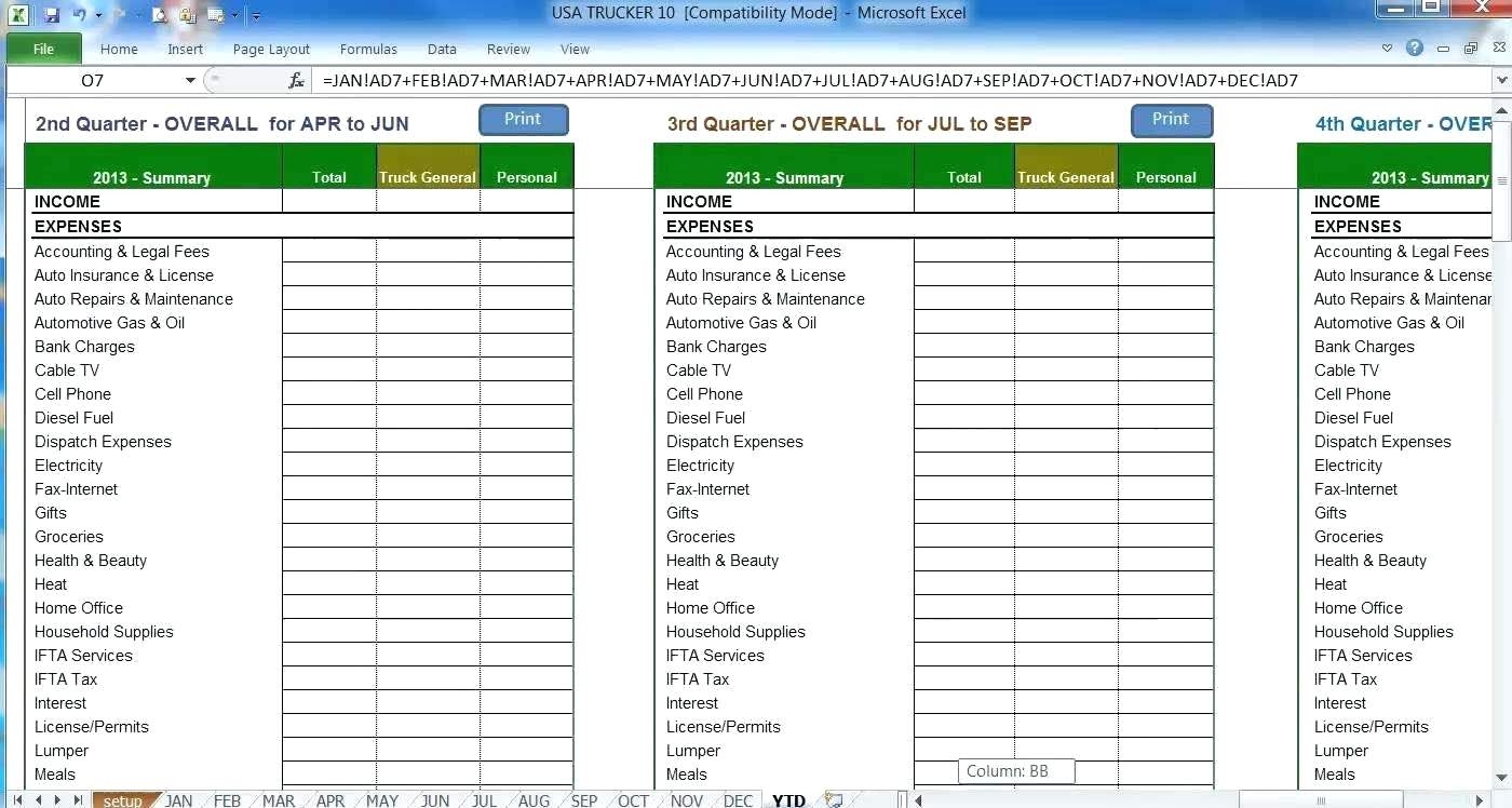 Printable Truck Driver Expense Owner Operator Tax Deductions Worksheet ...