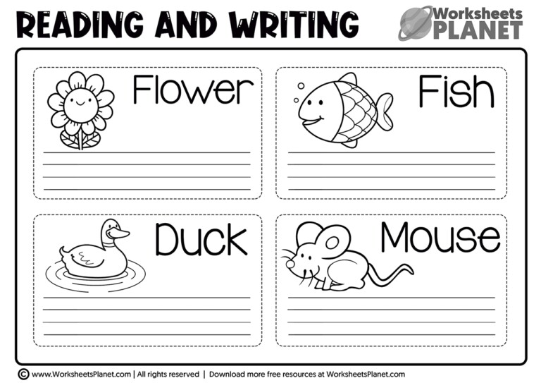 Printable Kindergarten Writing Worksheets - easyworksheetprint.com